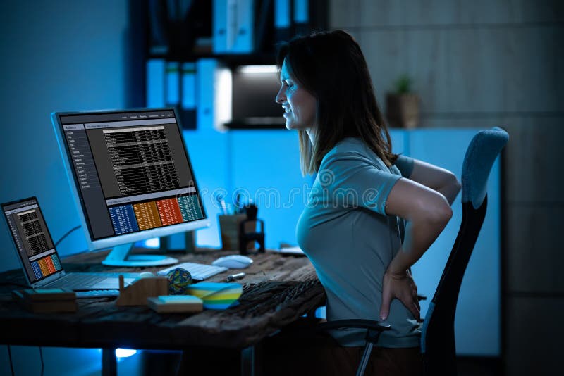 Back Pain at Work Chair stock photo. Image of public - 232161458