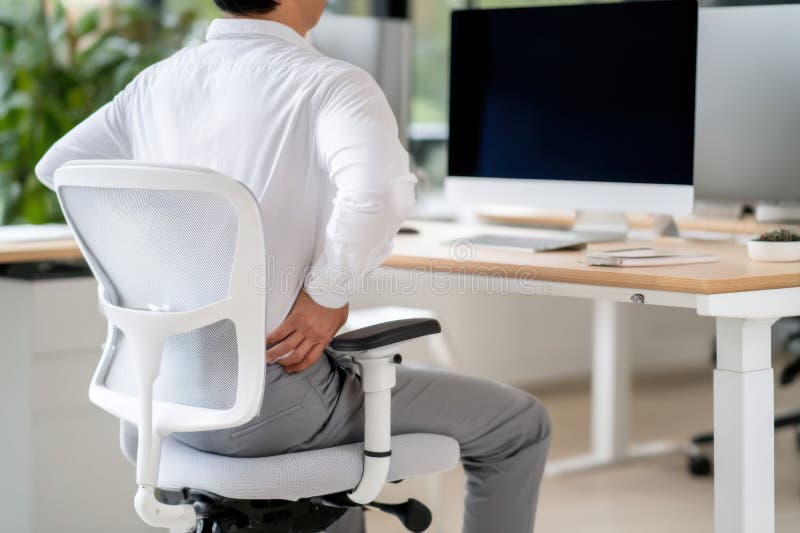 Back Pain at Workplace: a Modern Office Setting Stock Illustration ...