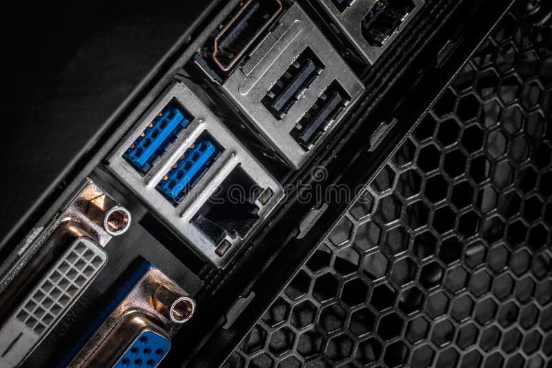 Back Panel of a Modern Computer with Usb Stock Photo - Image of data ...