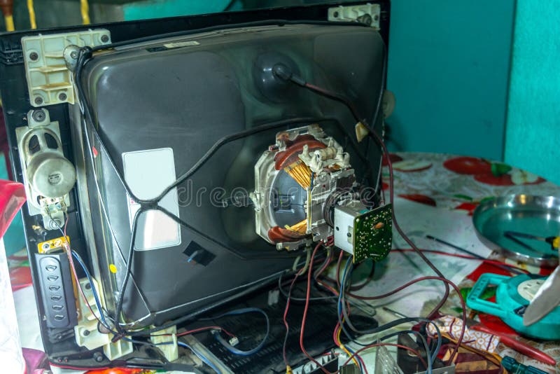 Back Of Old Television Cathode Tube Stock Photo - Image of technology ...