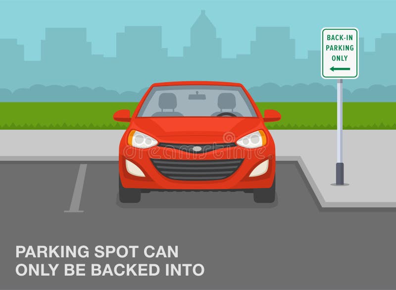 "Back-in Parking only" Sign Area. Correct Roadside Parked Car. Front ...