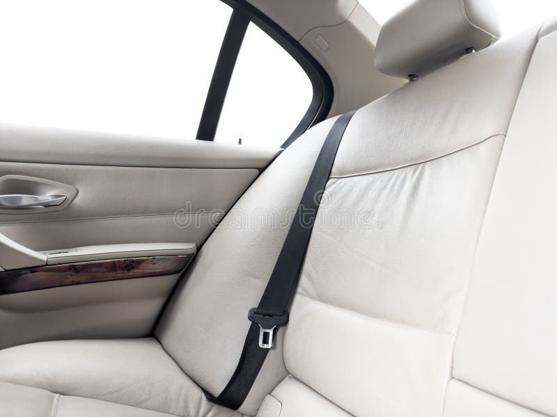 Back Passenger White Leather Seats in Modern Luxury Car. White ...