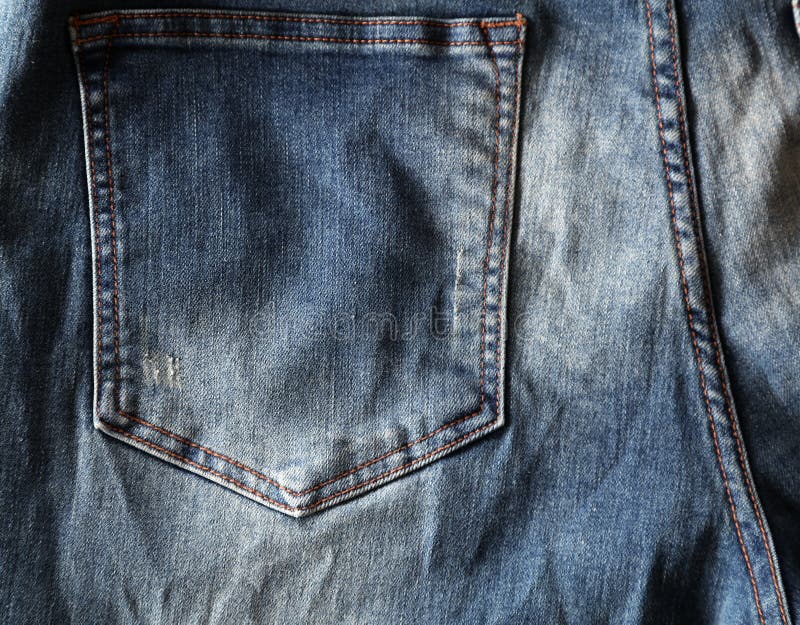 Back Pocket on Faded Blue Denim Jeans Stock Photo - Image of trousers ...