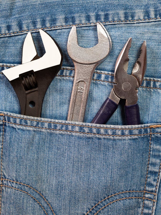 Back Pocket of Jeans with Tools Stock Photo - Image of casual, repaiman ...