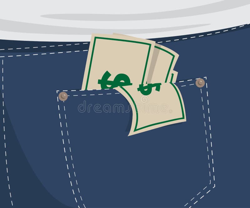 Back Pocket with Money stock vector. Illustration of blue - 110659247