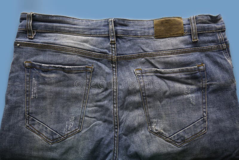 Back Pocket of Wrinkle Blue Jeans Stock Image - Image of denim, style ...