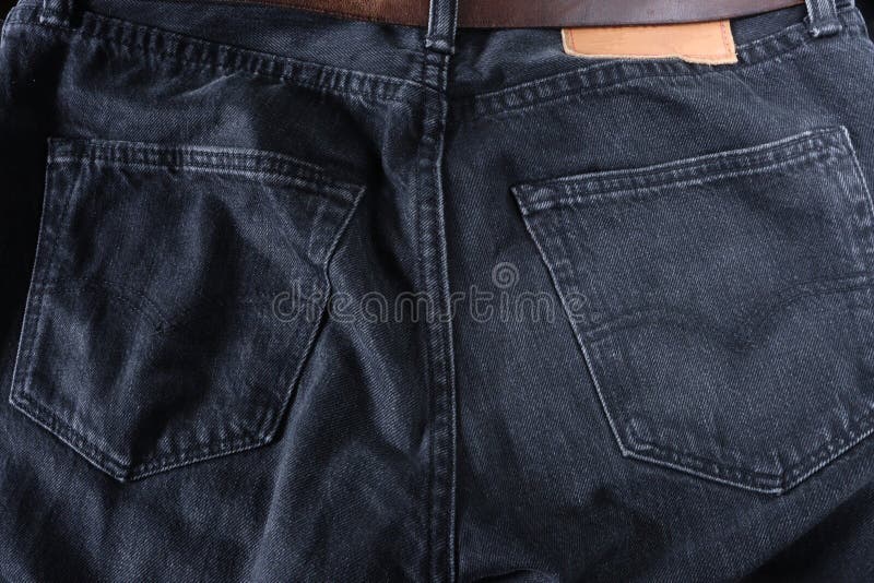 Back Pockets of Black Jeans. Stock Image - Image of textile, clothing ...
