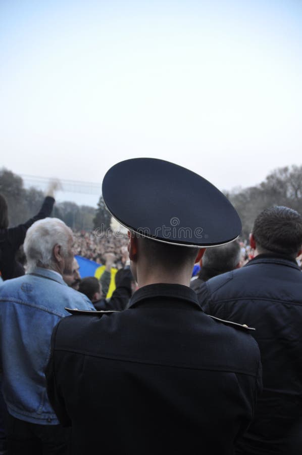 Back of a Police Man Looking at the Protest Editorial Stock Photo ...