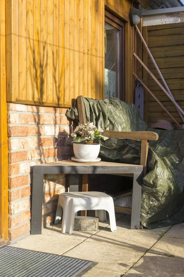 Back Porch Covered Up for Winter Stock Photo - Image of shadow, outside ...