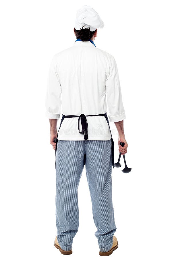 Back Pose of a Male Chef in Uniform Stock Image - Image of expert ...