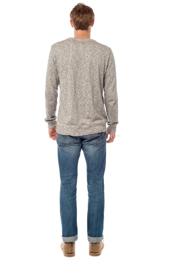 Back View of Going Handsome Man in Brown Parka. Stock Photo - Image of ...