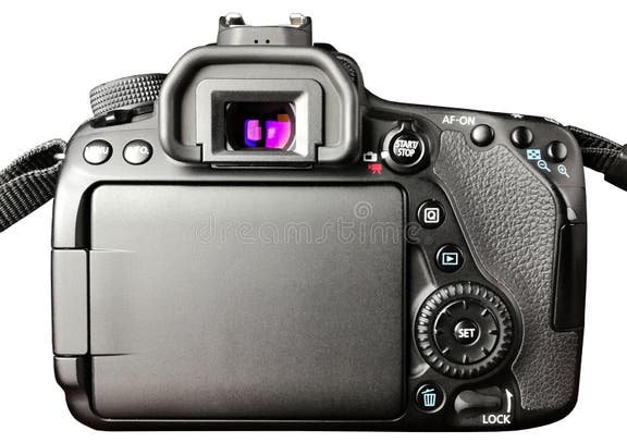Back of a DSLR camera stock photo. Image of blackcamera - 169553132