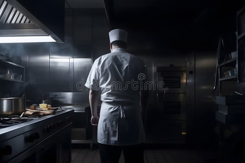 Back Profile of Chef in Kitchen Stock Illustration - Illustration of ...