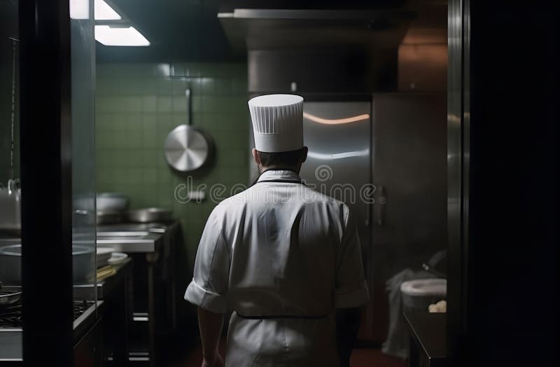 Back Profile of Chef in Kitchen Stock Illustration - Illustration of ...