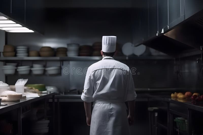 Back Profile of Chef in Kitchen Stock Illustration - Illustration of ...