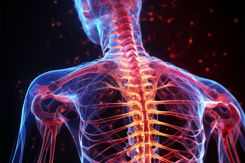 Back X Ray Displays Distinct Red and Blue Shades Stock Illustration ...