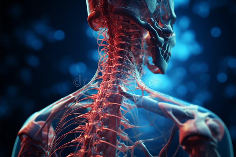 Back X Ray Exhibits Vivid Red and Blue Tones Stock Illustration ...