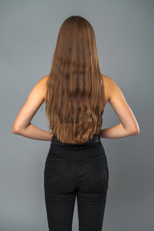 Back Rear View Brunette Hair Model Stock Image - Image of model, beauty ...