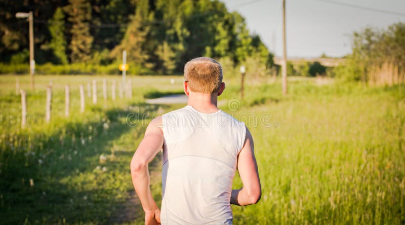 Back of running man stock image. Image of back, green - 32248099