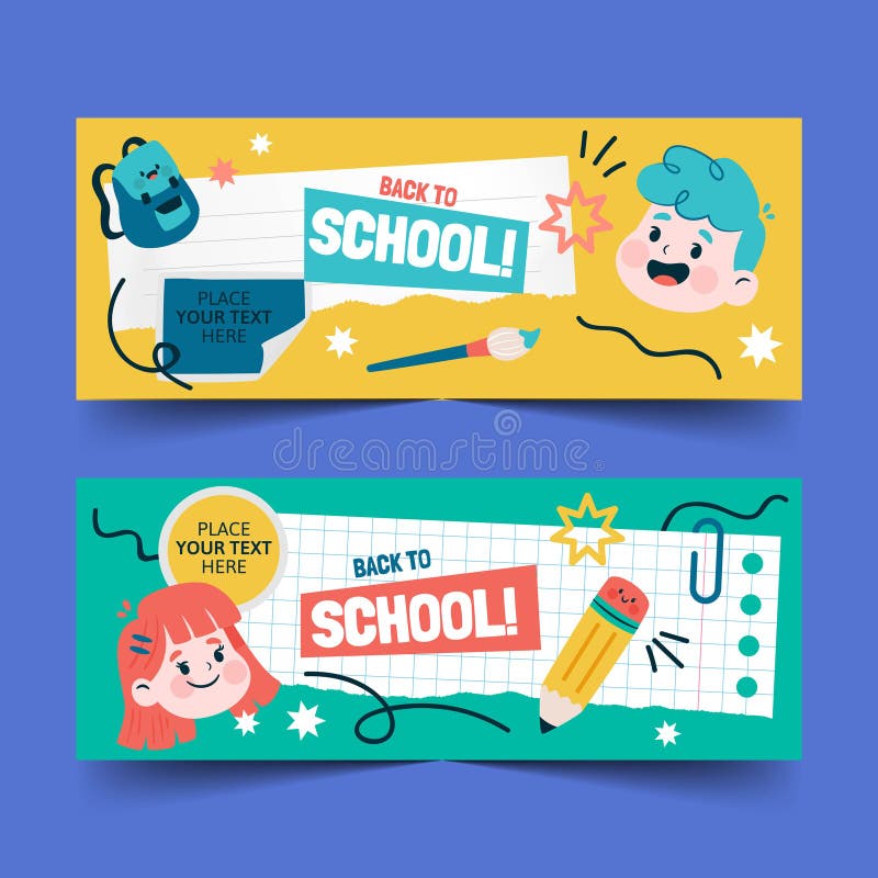 Back School Banners Set Vector Design Illustration Stock Vector ...