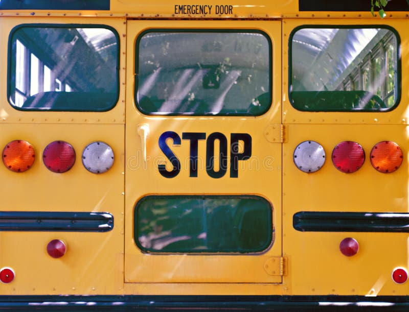 Back of School Bus stock photo. Image of flashing, shadow - 6503330