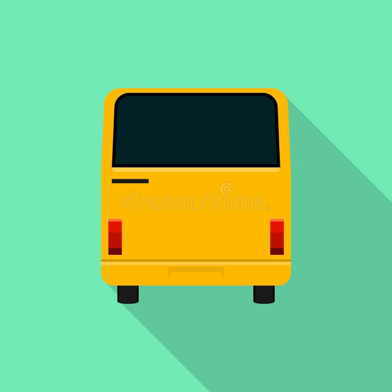 Back of School Bus Icon, Flat Style Stock Vector - Illustration of door ...