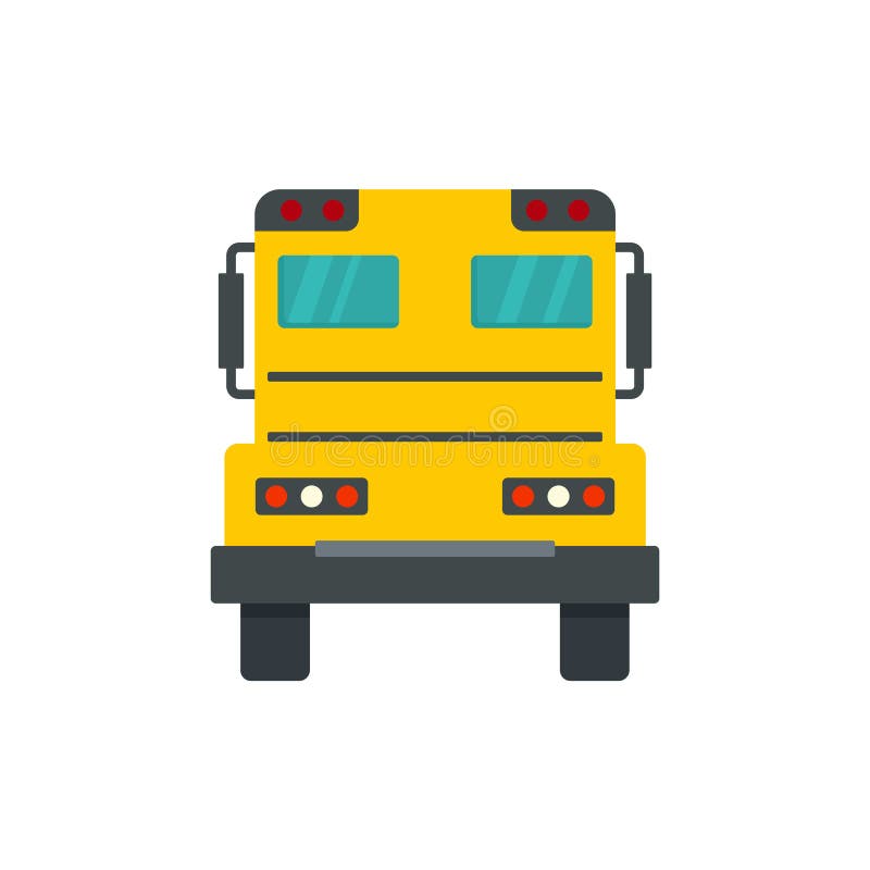 Back of School Bus Icon, Flat Style Stock Vector - Illustration of auto ...