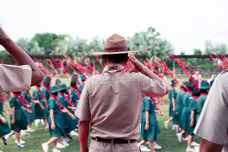 Back of Scout Master Show Respect Editorial Photo - Image of nature ...