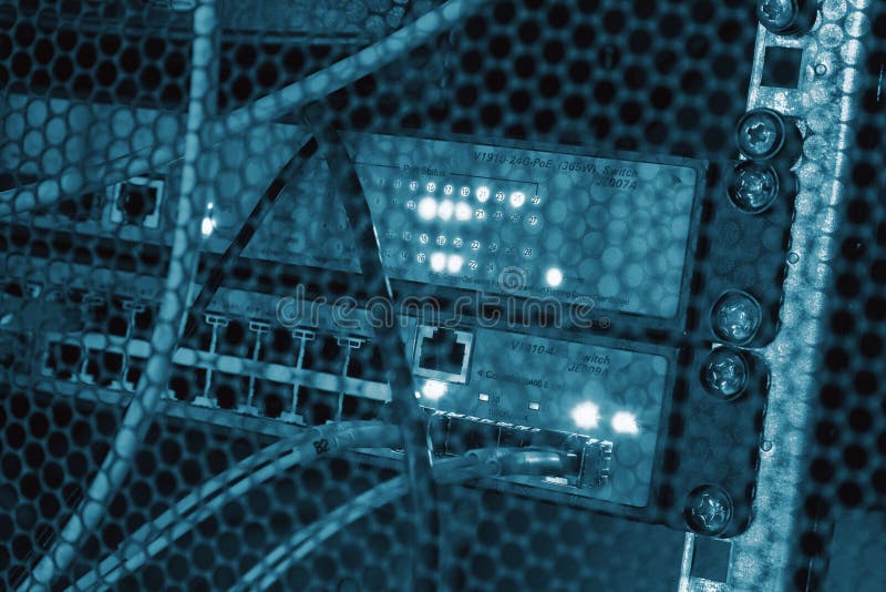 Back Side Data Center Colored LED Lighting. Stock Image - Image of ...