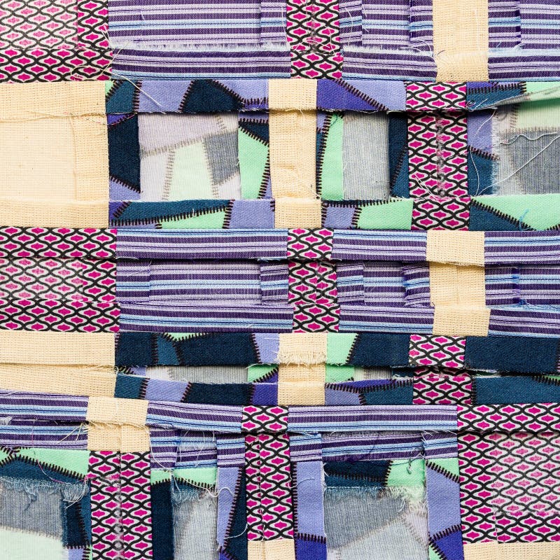 Back Side of Fabric Sewn in Convergence Patchwork Stock Image - Image ...