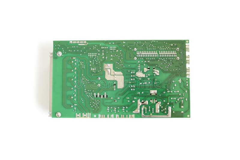 Back Side of Main Electronic Circuit Green Board Isolated in Clipping ...