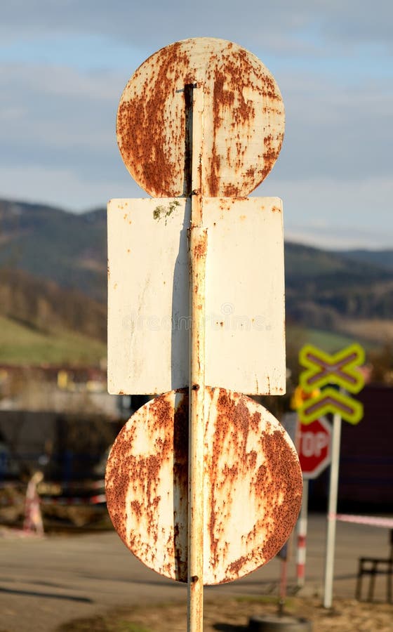 Rusty Old Traffic Sign stock photo. Image of passing - 68997518