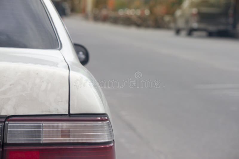 Backside of Old Silver Car Break on the Road. Stock Photo - Image of ...