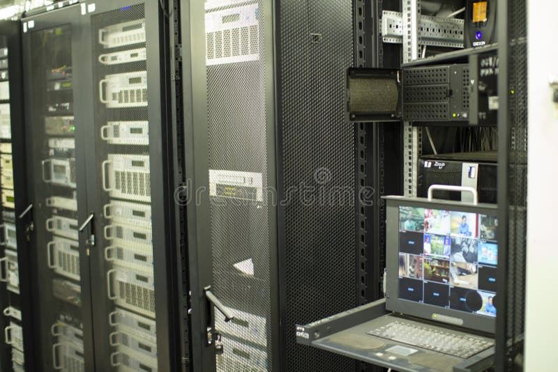 The Back Side of the Server. Data Center Stock Image - Image of ...
