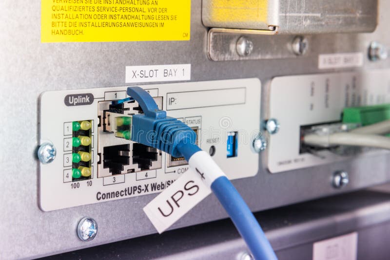 Back Side of a Server with Ethernet Cable Connected in the Slot Stock ...