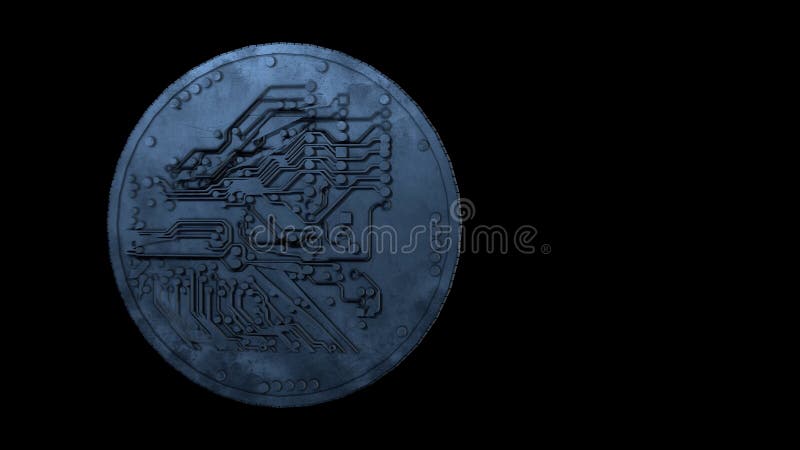 The Back Side of a Silver Bitcoin on a Black Background. Stock ...