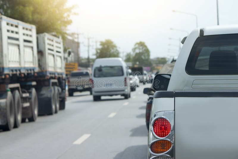 Backside of Silver Car Break on the Road. Stock Image - Image of motor ...