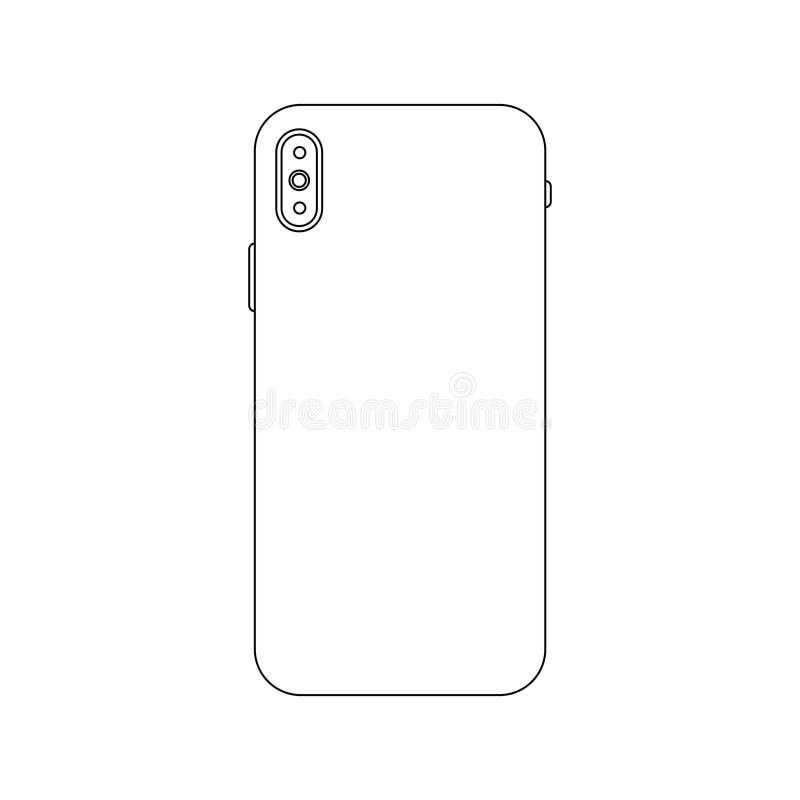 Back Side of Smartphone Outline Icon Illustration on White Background ...
