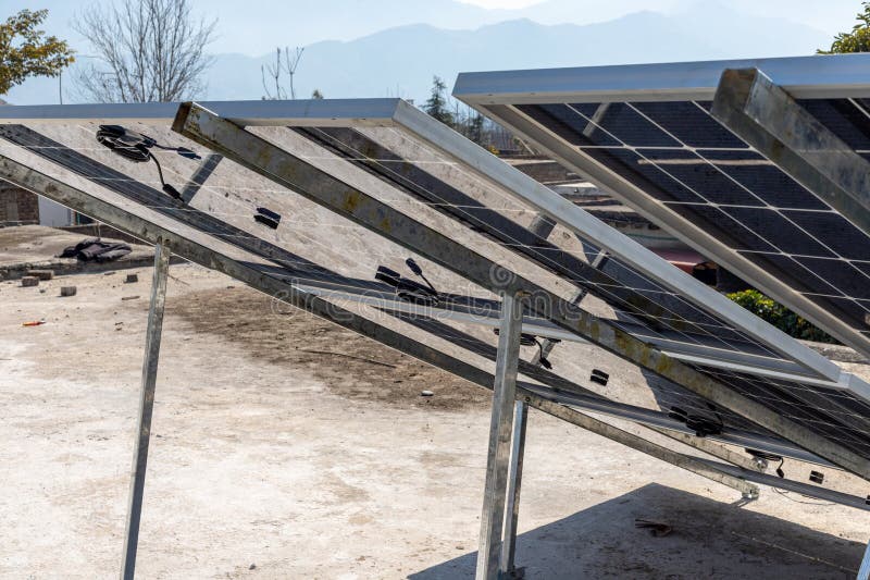 Back Side of a Solar Panels Closeup. Stock Photo - Image of background ...