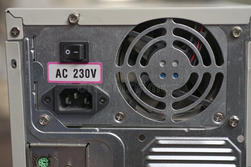 Back Side of System Unit with Power Button Stock Image - Image of ...