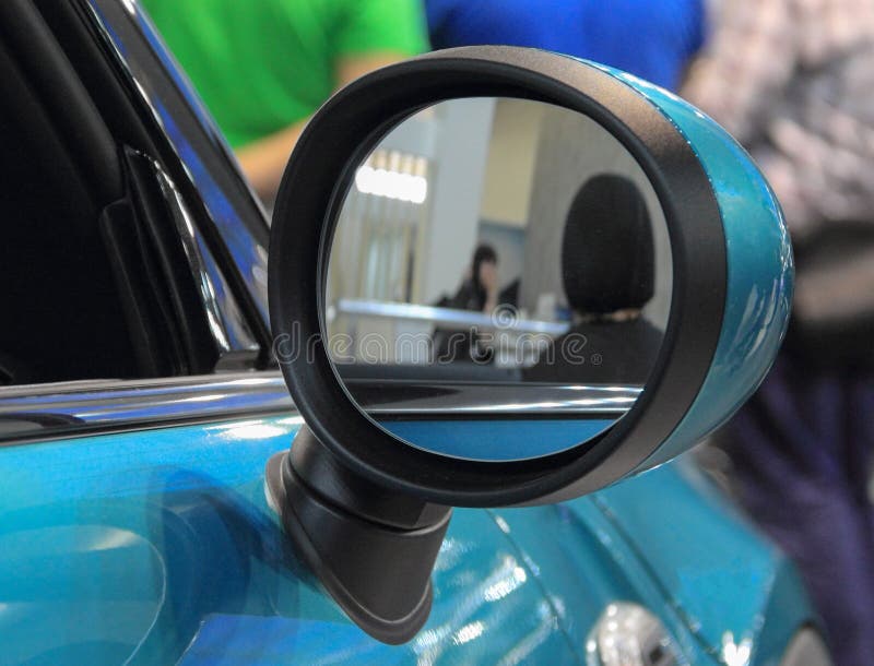 Back Side View of the Red Rear View Mirror. Stock Image - Image of ...
