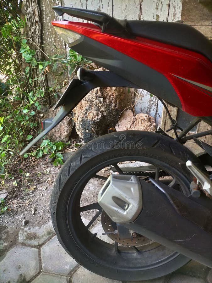 Back Side View of Motor Cycle Stock Photo - Image of vehicle, tarmac ...