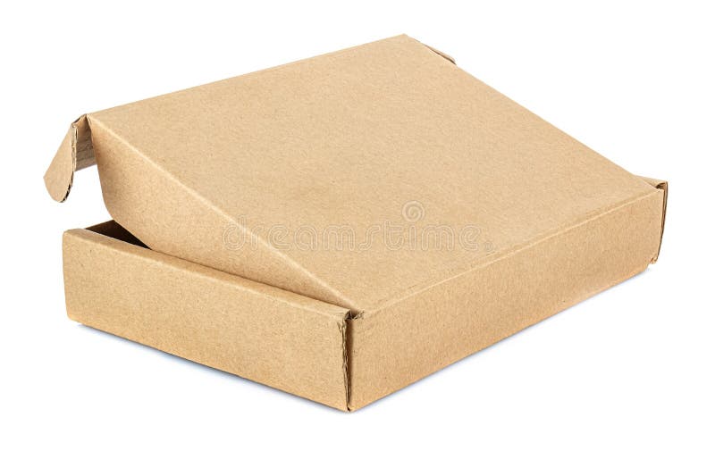 Back Side View of Open Flat Brown Carton Box Isolated on White ...