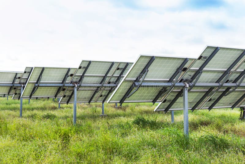 Back Side View Photovoltaics Solar Panels in Solar Power Station Stock ...