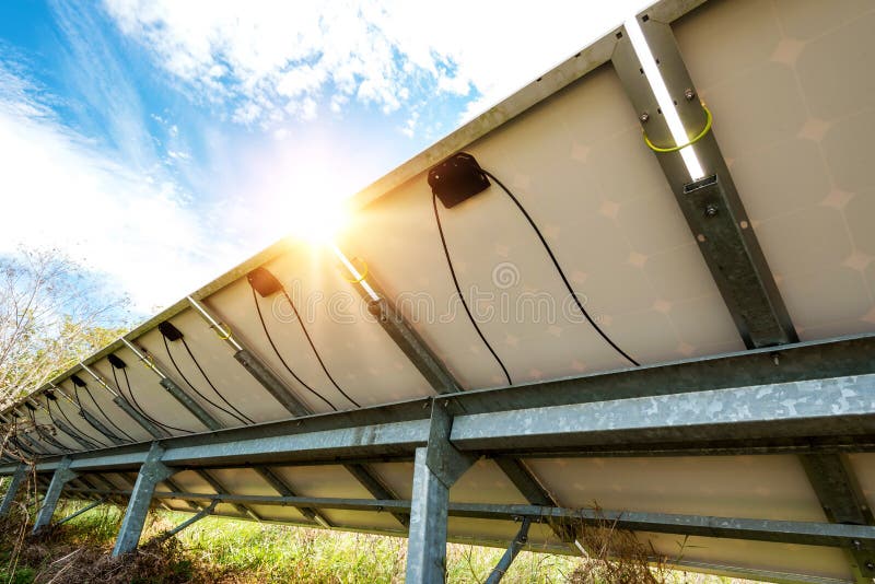 Back Side View Photovoltaics in Solar Power Station Stock Photo - Image ...