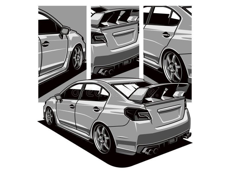 Back Side View 90s Car Graphic Illustration Design Ideas Stock Vector ...