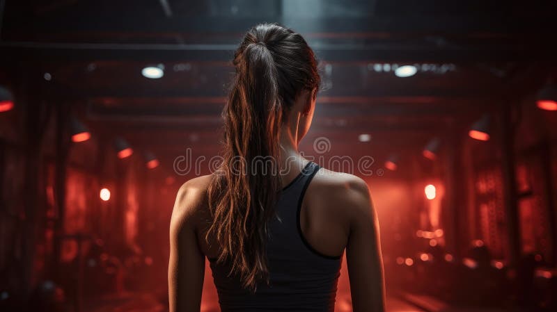 Back Side View Woman in Gym Stock Illustration - Illustration of muscle ...