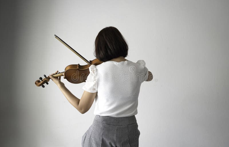 Back Side of Woman Playing Violin Stock Image - Image of adult, artist ...