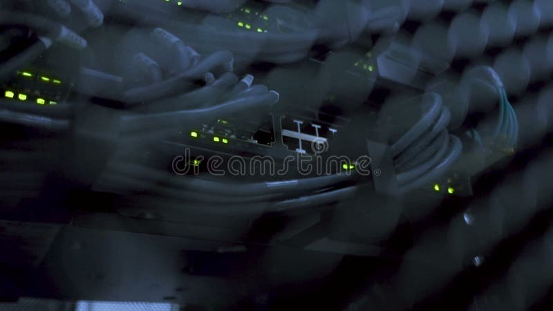 Back Side of Working Data Servers with Flashing LED Lights.Working ...