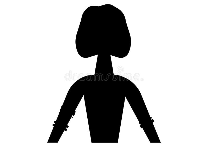 Back Silhouette Of An Indian Women With Short Hair Wearing Jewelry Vector Illustrartion Stock